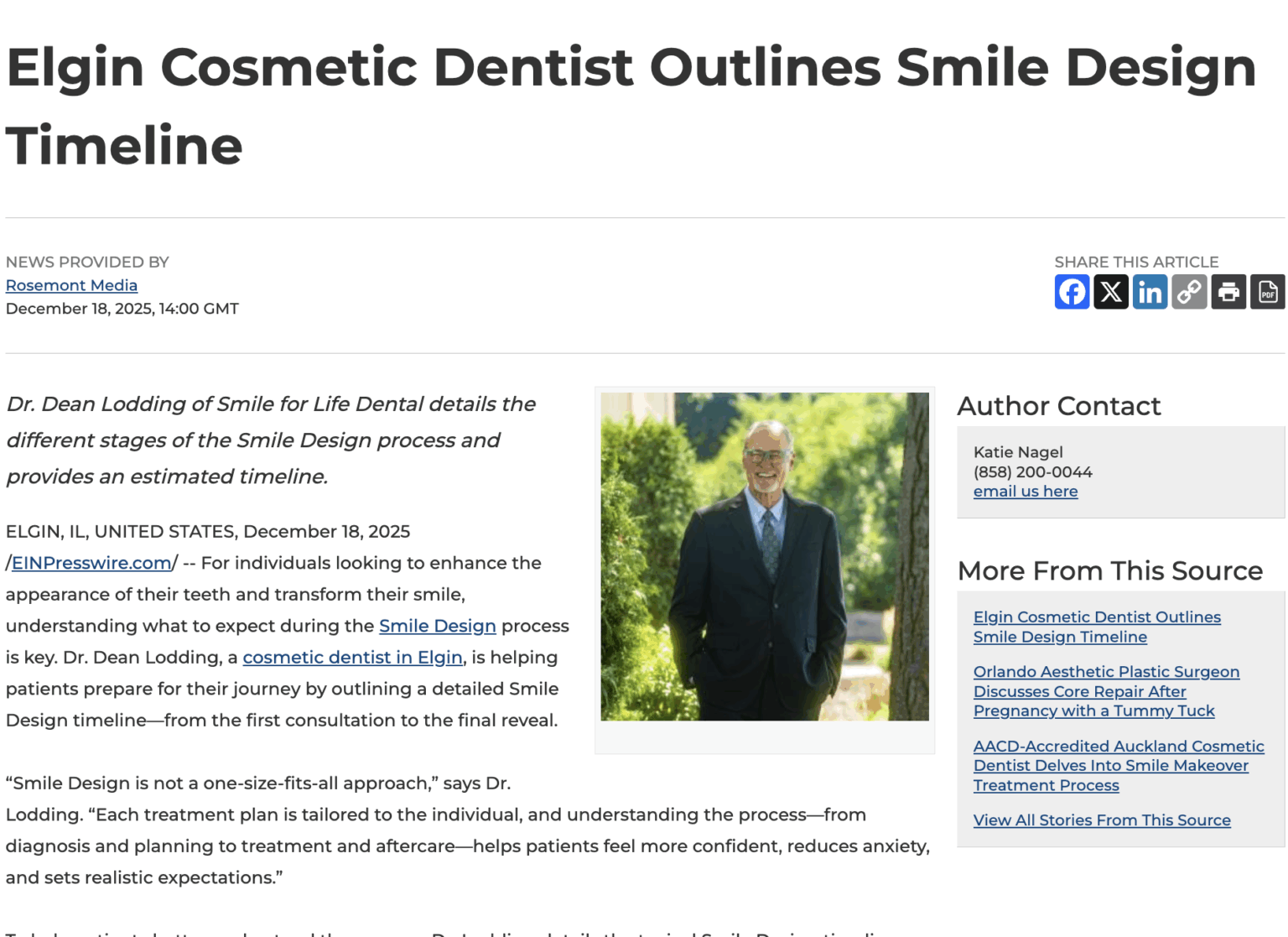 Cosmetic Dentist in Elgin IL Dean Lodding DDS